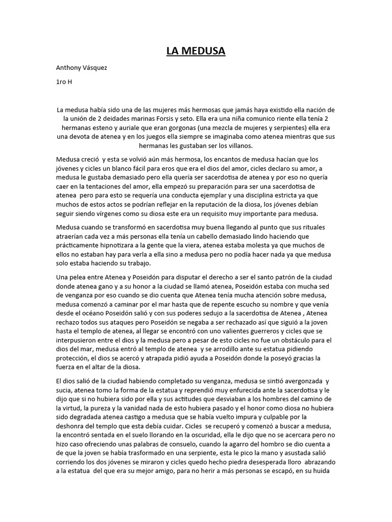 La Medusa | PDF | Medusa | Atenea