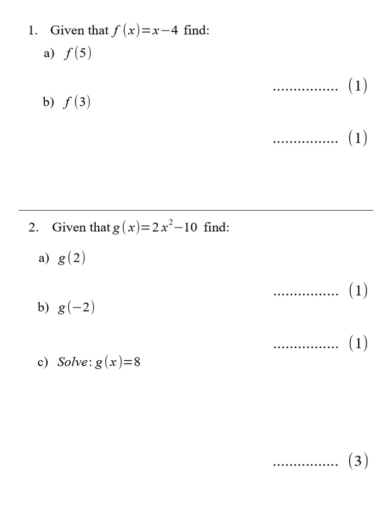 Grade 9 Functions Paper 2 Revision | PDF