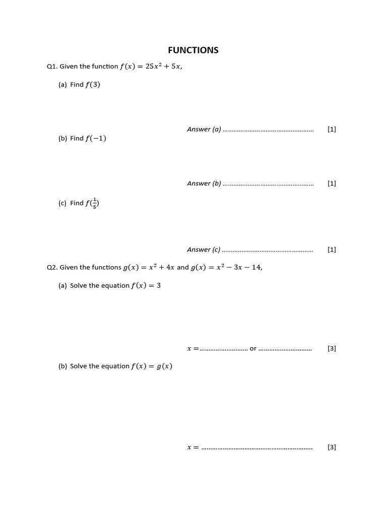 Grade 9 Functions Practice Questions | PDF