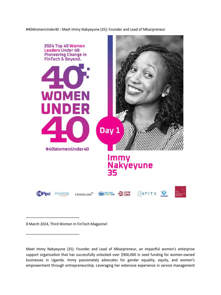 Immy Nakyeyune: Empowering Women Entrepreneurs | PDF