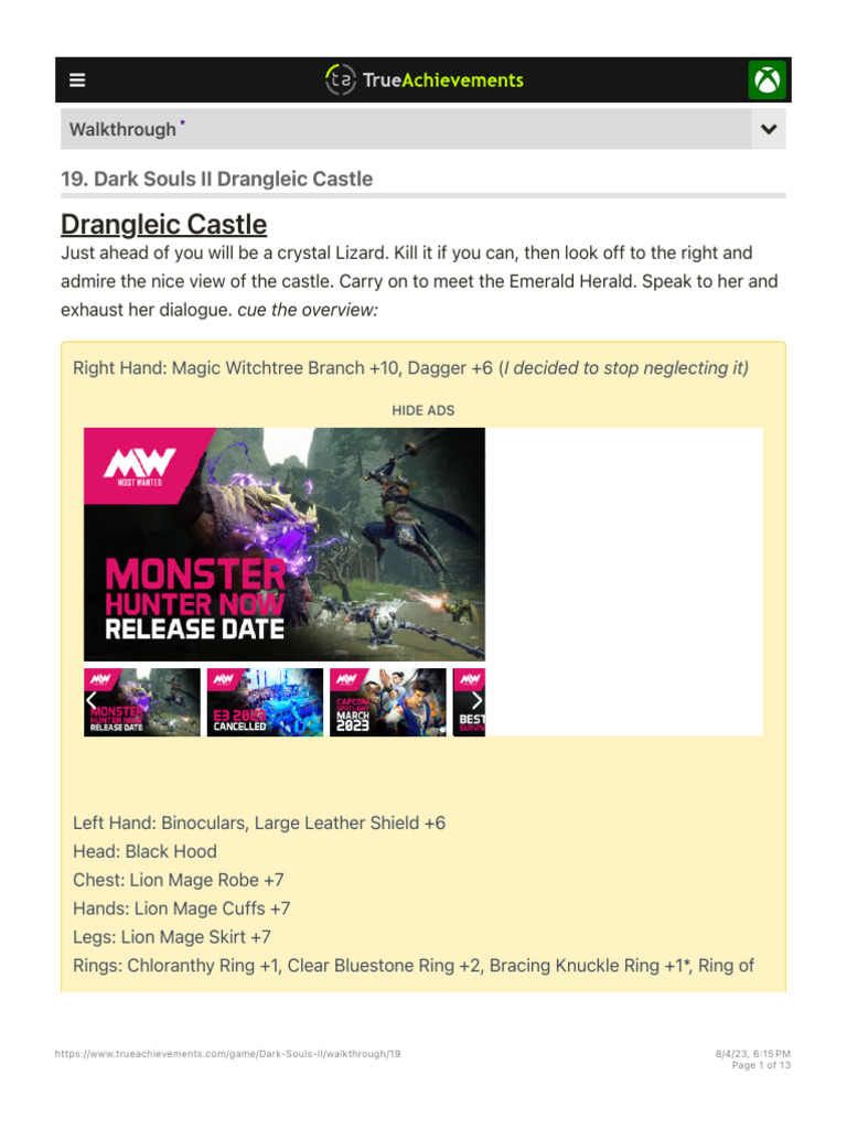 Guide For Dark Souls II - Drangleic Castle | PDF | Archery