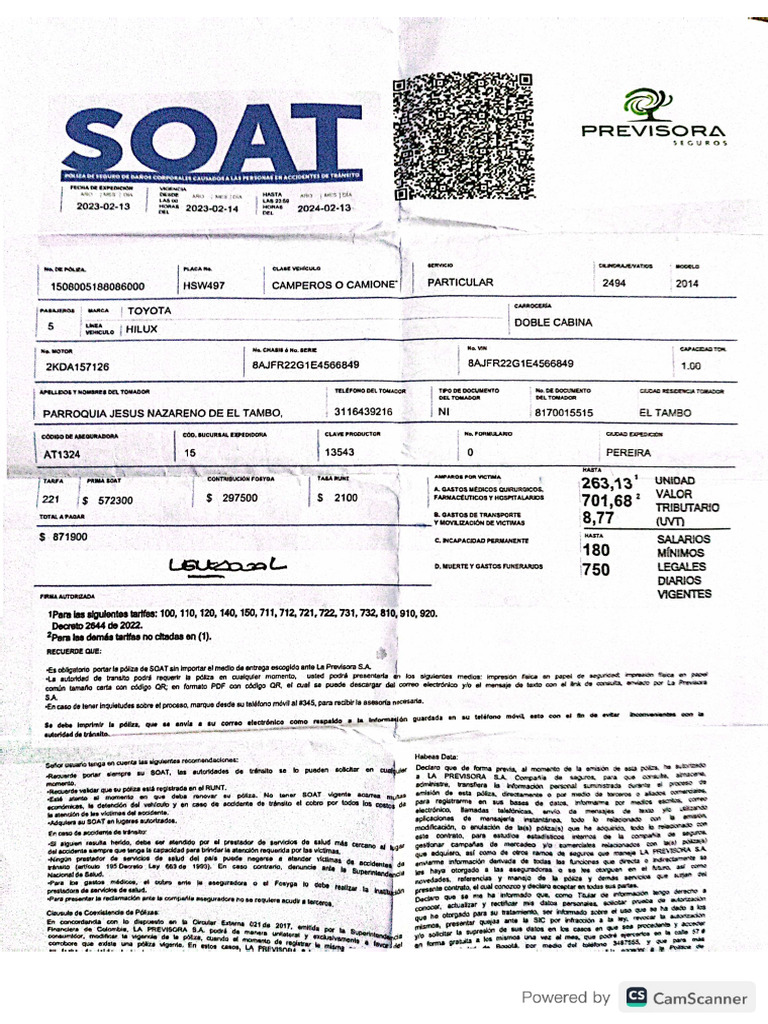 Soat Plantilla | PDF