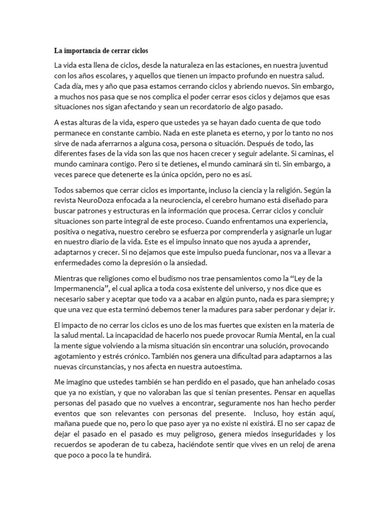 La importancia de cerrar ciclos | PDF | Vida | Mente