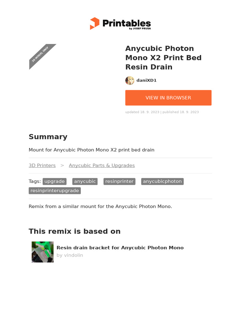 Anycubic Photon Mono x2 Print Bed Resin Drain | PDF | Computers