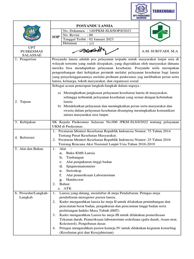 Sop Posyandu Lansia | PDF