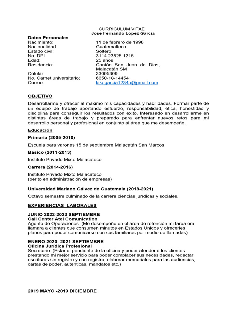 Curriculum Vitae Fernando 2024 | PDF | Guatemala
