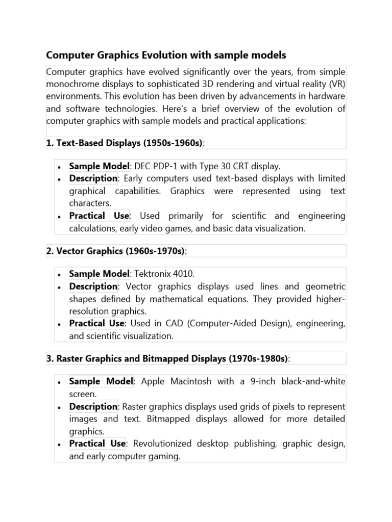 Computer Graphics Evolution With Sample Models | PDF | Computer Graphics | 3 D Computer Graphics