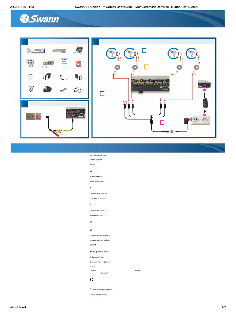 Swann TV Cables TV Cables User Guide - ManualsOnline - Comback ...