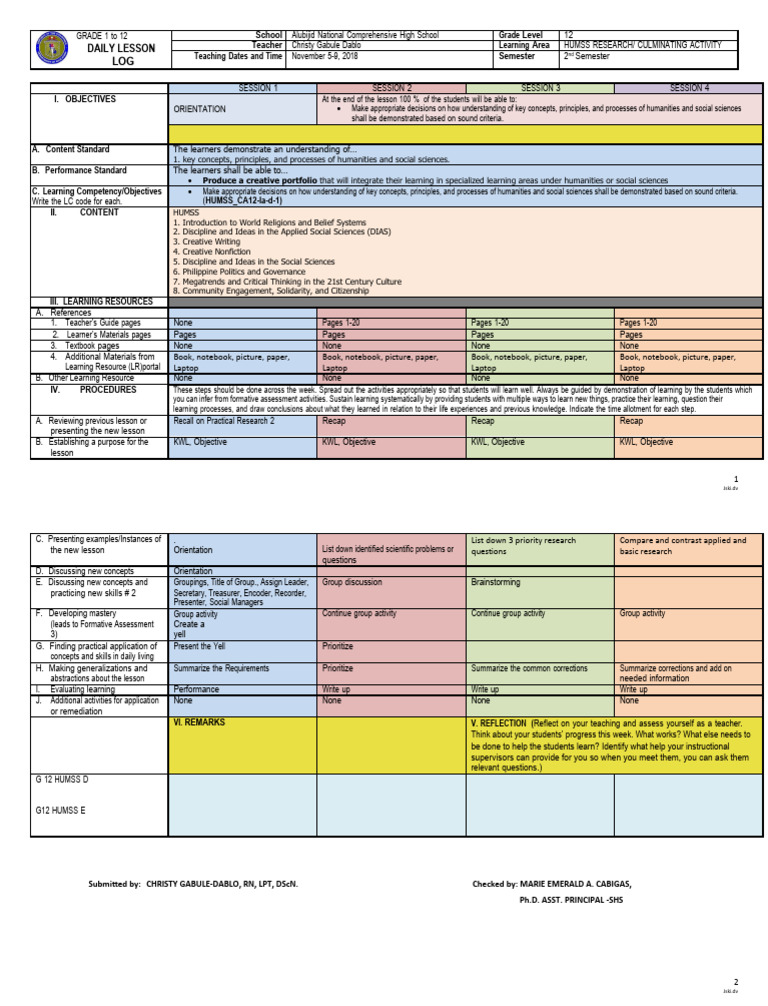 Humss Research 1st DLL Deped | PDF | Learning | Science