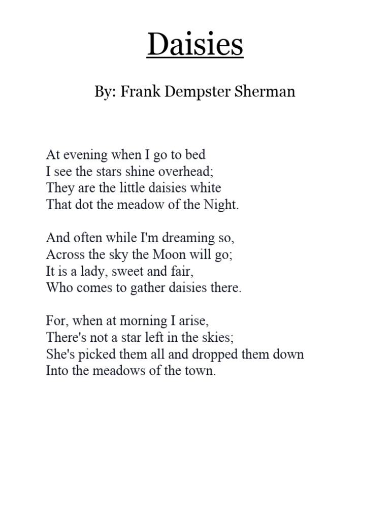 Daisies: A Poem by Frank Dempster Sherman | PDF