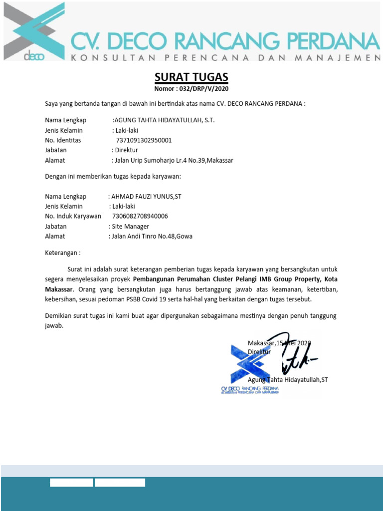 SURAT TUGAS Kantor Konsultan | PDF