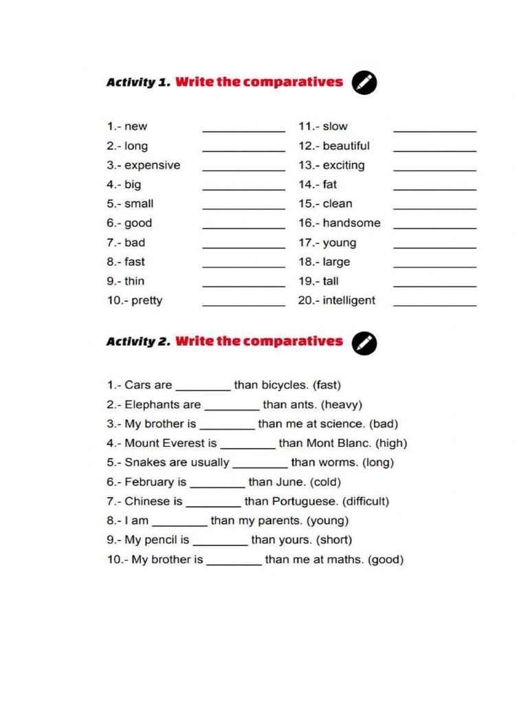 Comparative Adjectives 2 | PDF