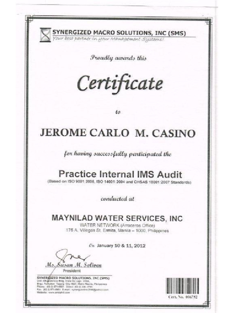 Practice Internal IMS Audit | PDF