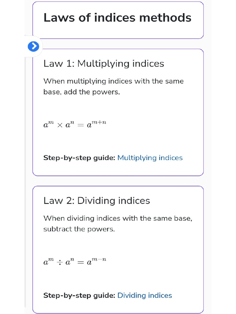 Laws of Indices | PDF