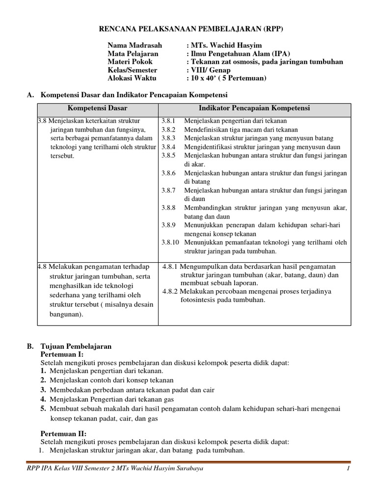 RPP BAB-2 - Fix Struktur Pada Tumbuhan | PDF