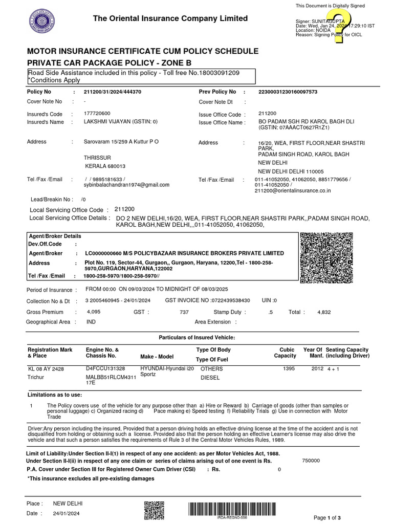 Policy Copy | PDF | Insurance | Vehicles