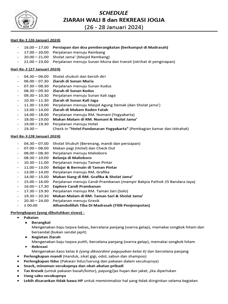 Jadwal Ziarah Wali 8 di Jogja | PDF | Ilmu Sosial | Agama & Spiritualitas