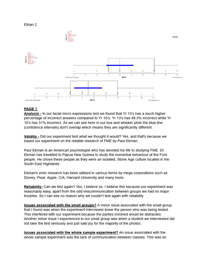 Ethan W's Written Work - PSY FME | PDF | Experiment | Null Hypothesis