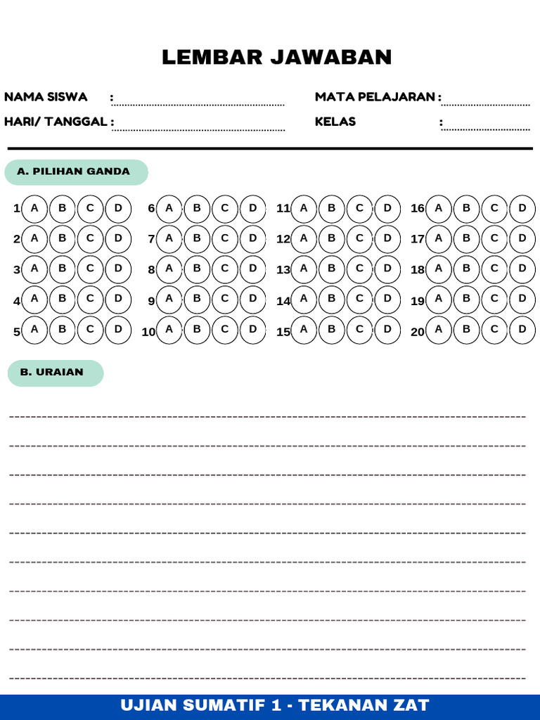 Lembar Jawaban - Soal Ujian Sumatif 1 (1) | PDF