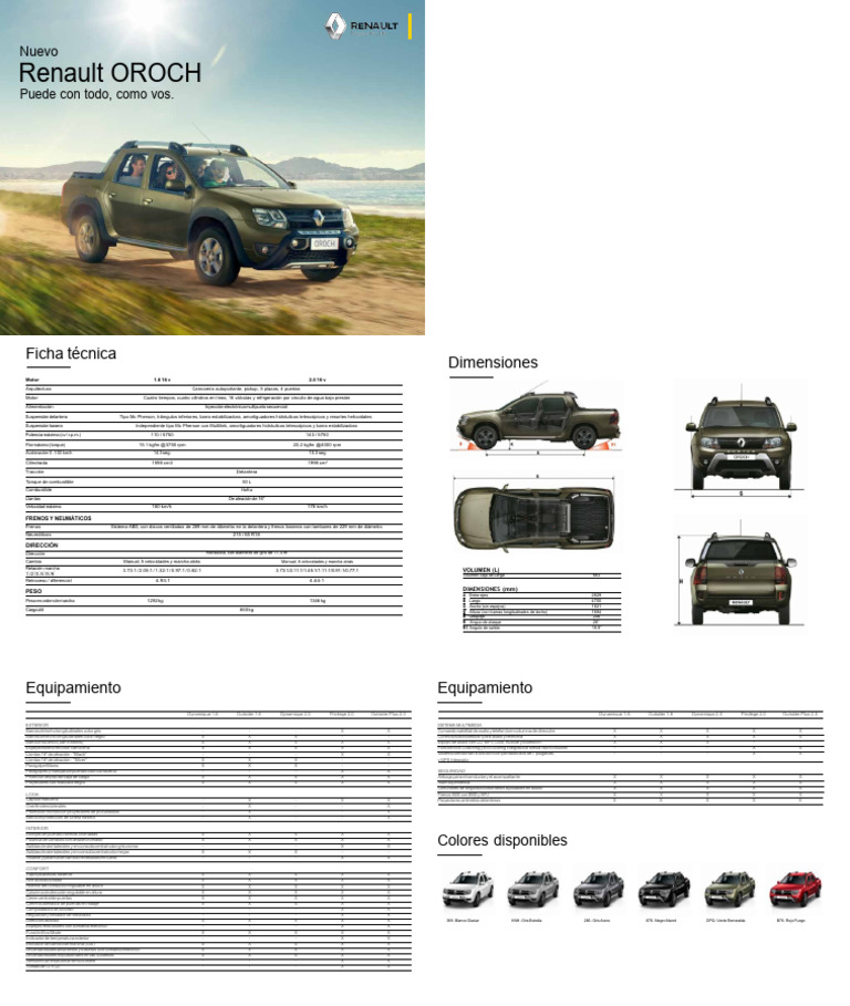 Ficha Tecnica Renault Oroch OUTSIDER | PDF | Industria automotriz | Vehículos terrestres