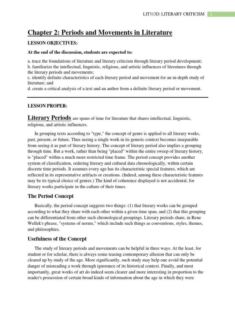 Overview of Literary Periods | PDF | Symbolism (Arts) | Harlem Renaissance