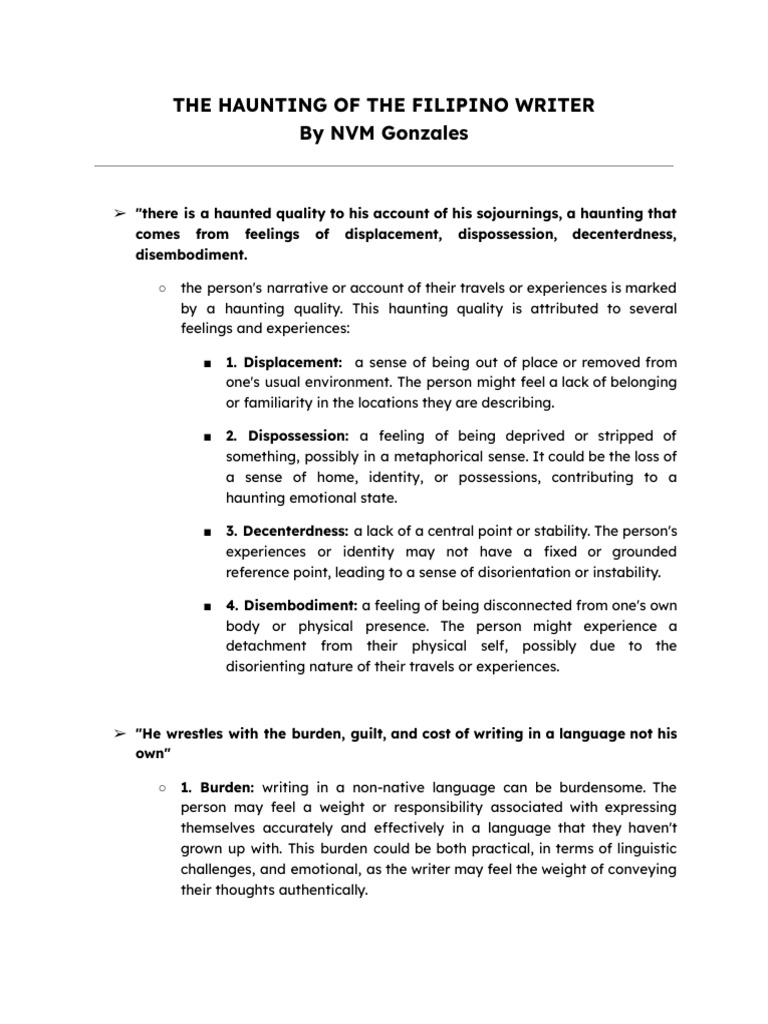 Haunting Narratives of Filipino Writers | PDF | Soul | Consciousness