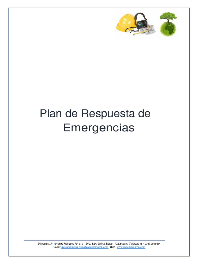 Plan de Respuesta de Emergencias | PDF | Primeros auxilios | La seguridad