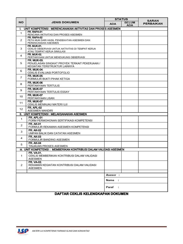 Daftar Ceklis Kelengkapan Dokumen | PDF