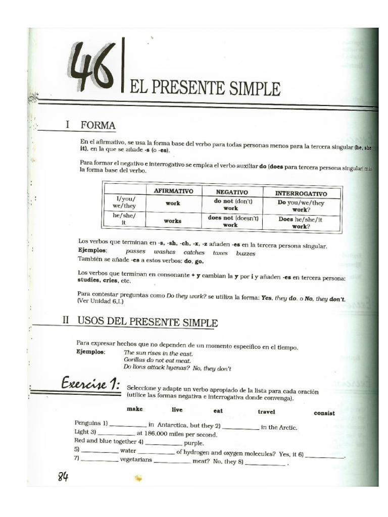 Presente Y Pasado Simple Pdf