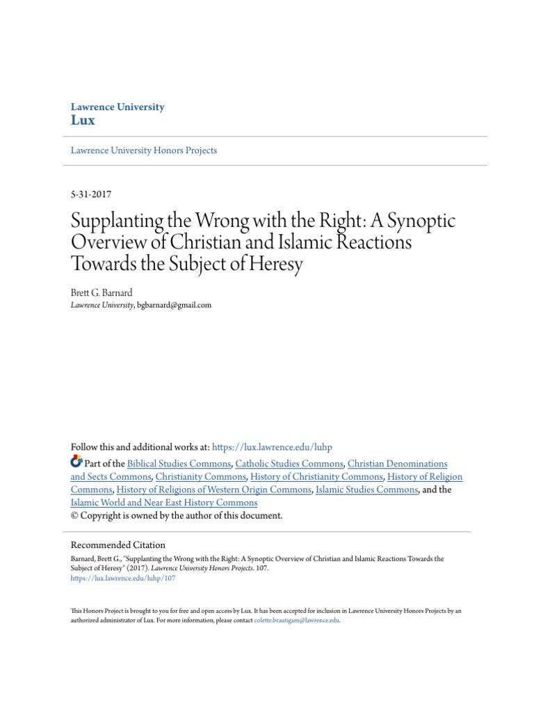 Supplanting The Wrong With The Right - A Synoptic Overview of Chri ...
