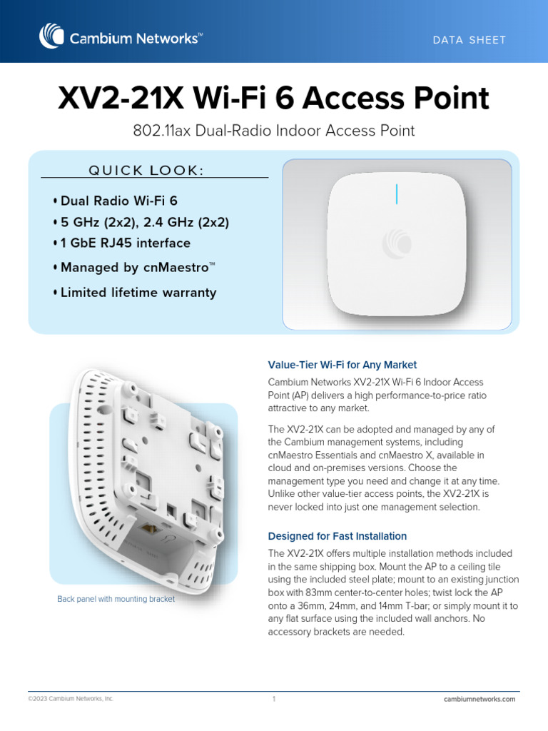 Cambium Networks Data Sheet WiFi-6 XV2-21X AP | PDF | Ieee 802.11 ...