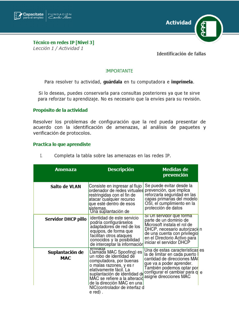 Identificación de Fallas | PDF | Protocolos de internet | Red de ...