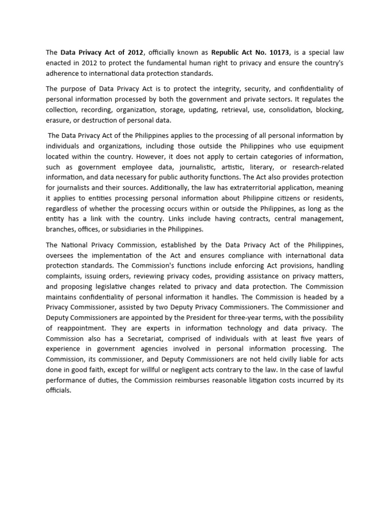 Data Privacy Act | PDF | Privacy | Governance