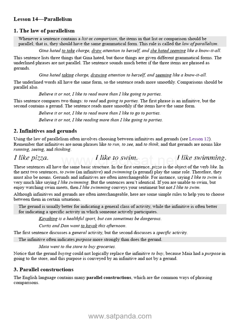 SAT Parallelism | PDF | Verb | Sentence (Linguistics)