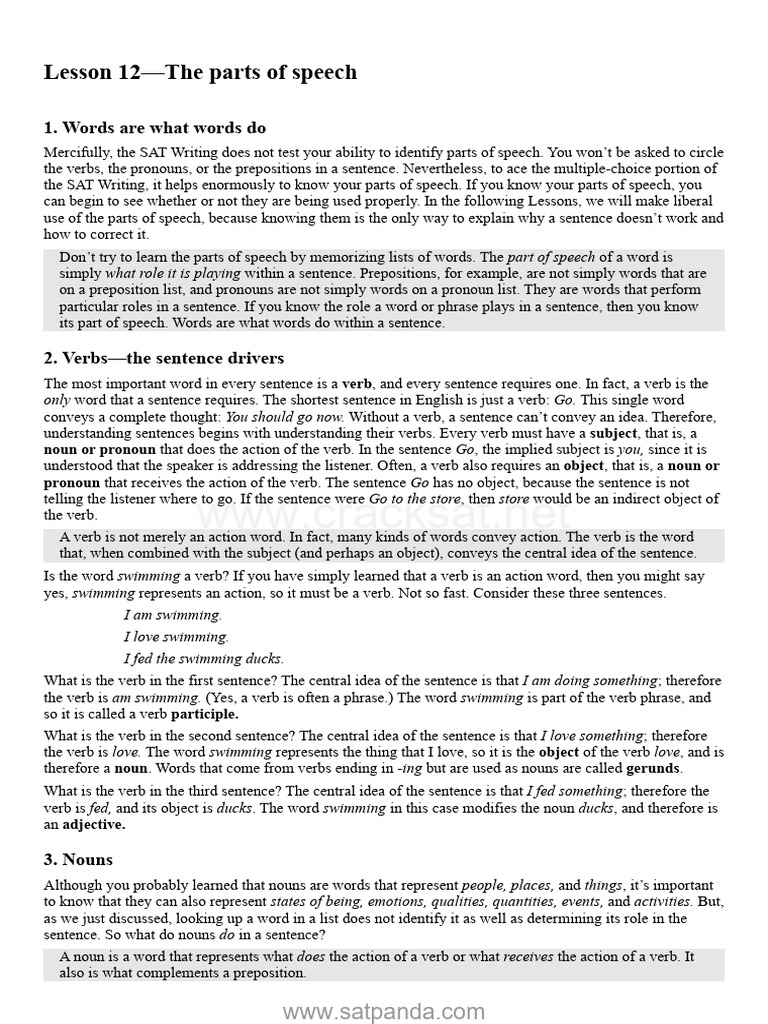 SAT-The Parts of Speech | PDF | Verb | Adverb