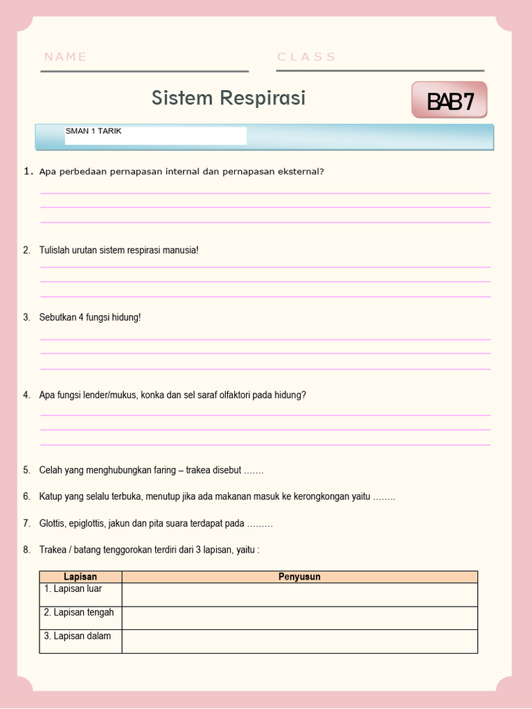 Lembar Akt. 2.1 Sistem Respirasi | PDF