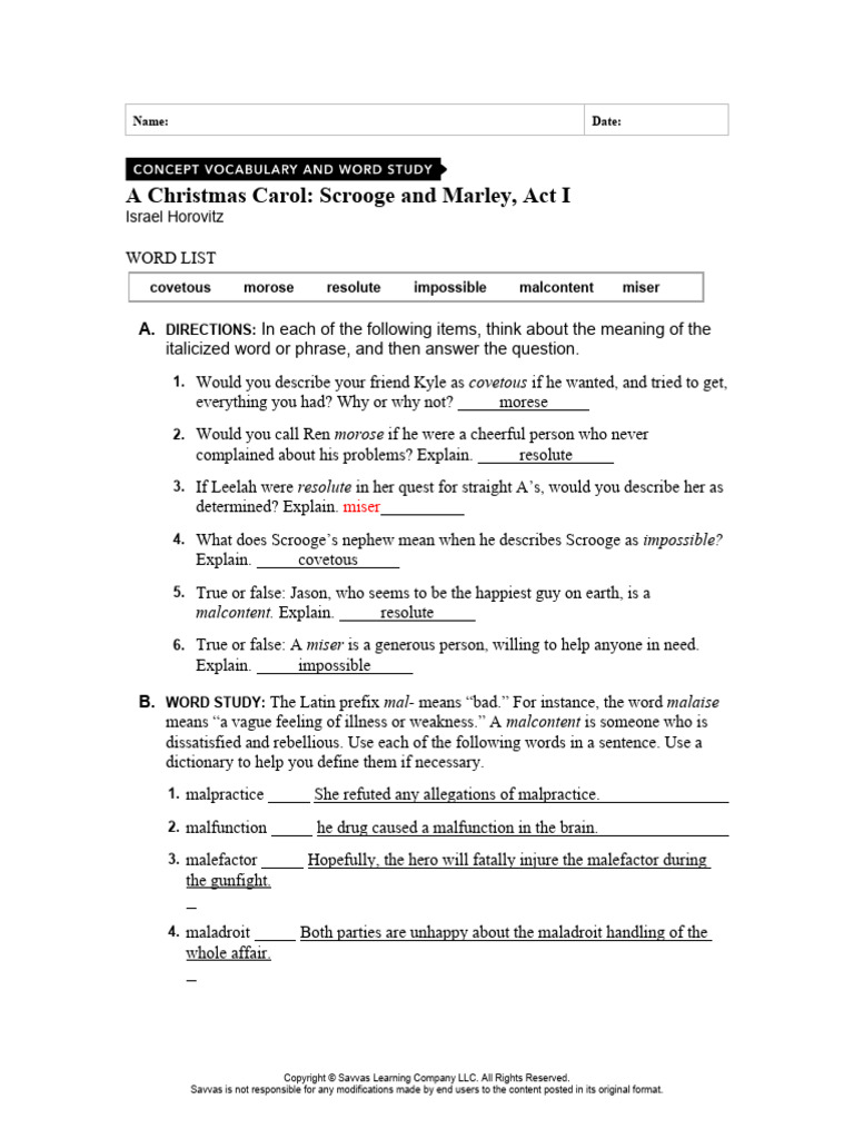 A Christmas Carol: Scrooge and Marley, Act I: Israel Horovitz | PDF