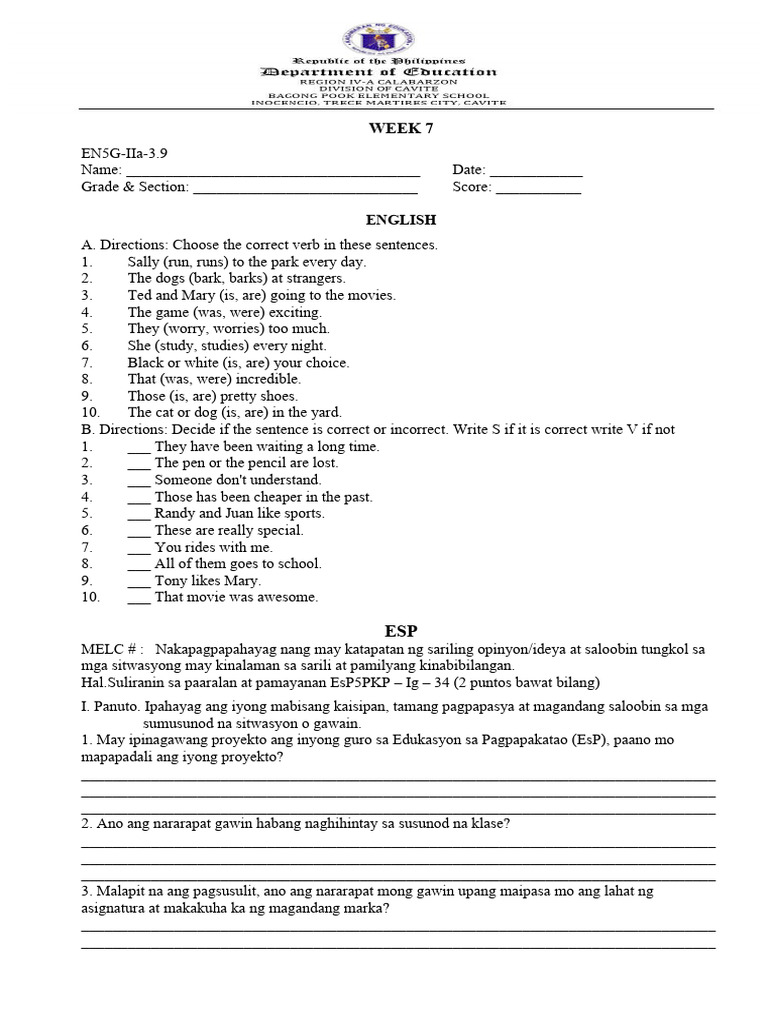 Activity Sheets q1 Week 7 | PDF