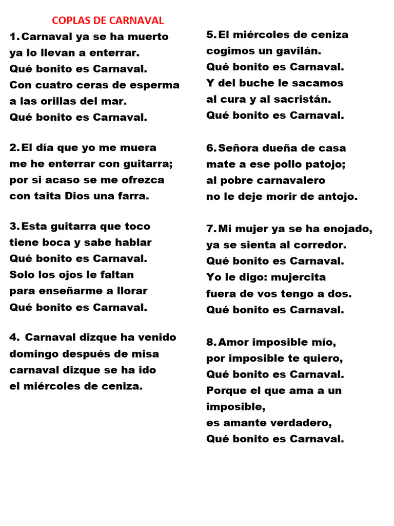 50 Coplas de Carnaval | PDF | Poesía