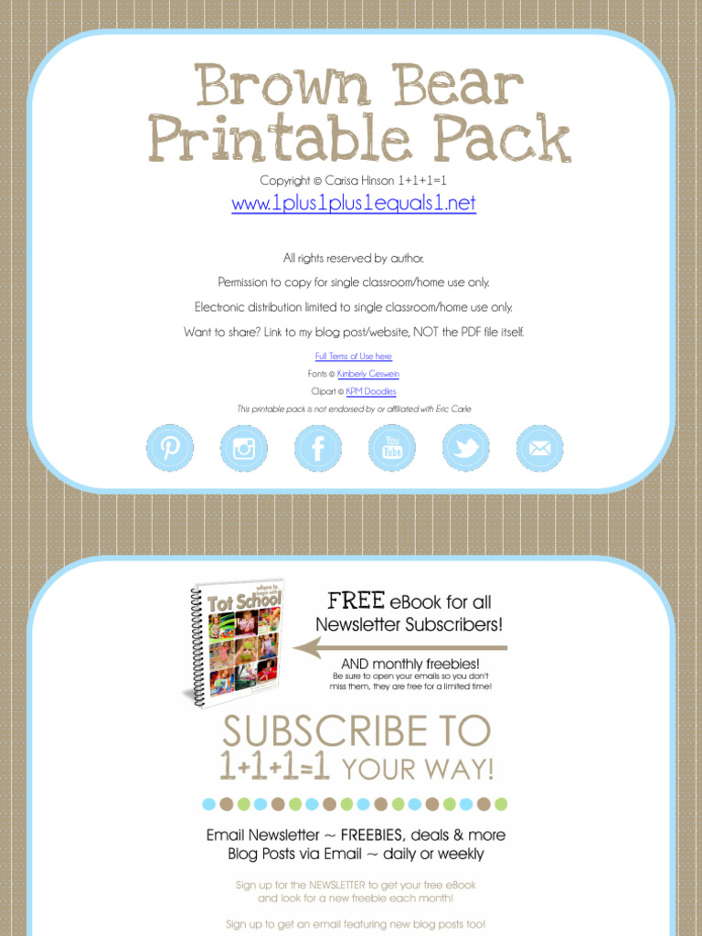 Brown Bear Early Childhood Printables | PDF