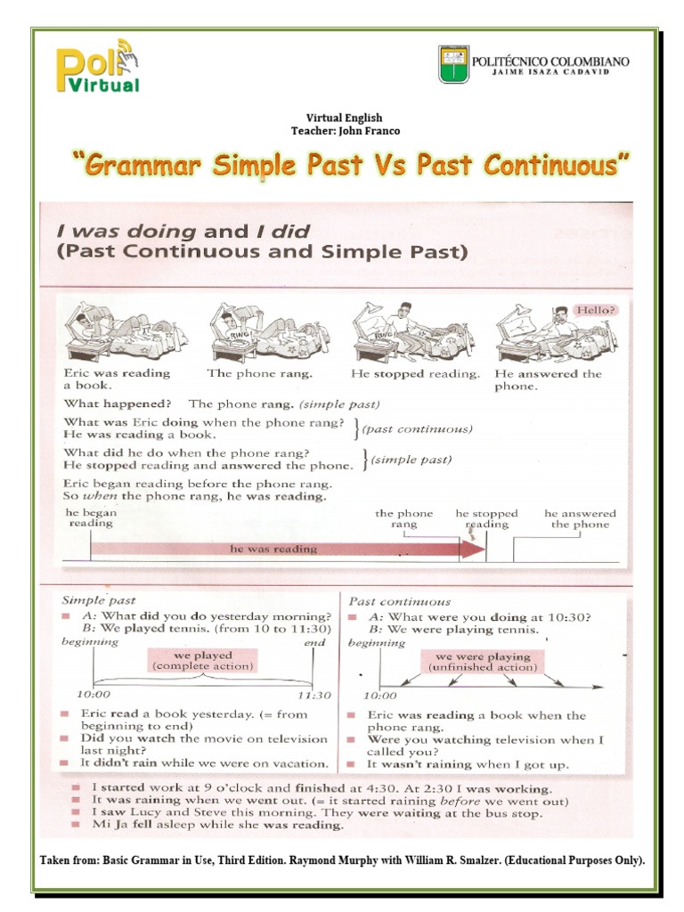 Grammar Simple Past and Past Continuos | PDF