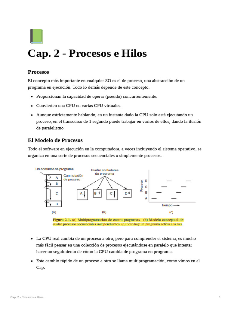 Cap 2 - Procesos e Hilos | Descargar gratis PDF | Proceso (Computación) | Hilo (Computación)