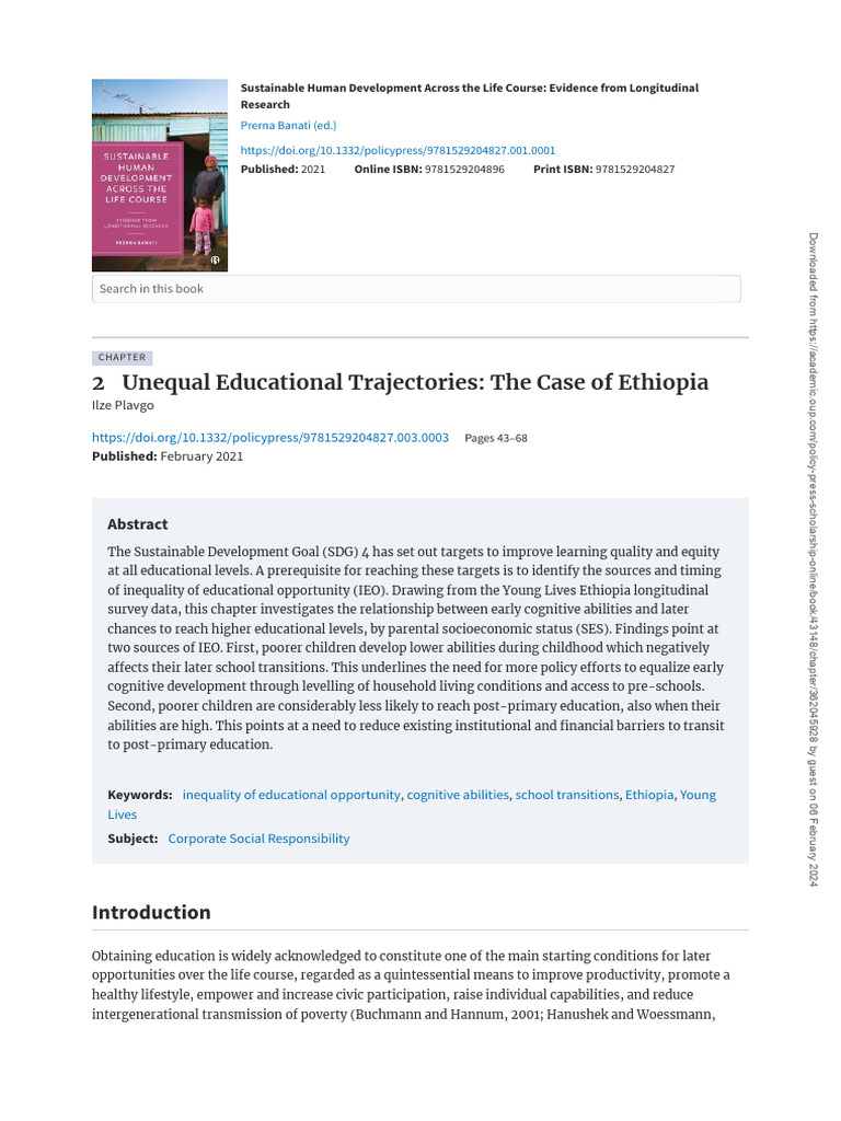 2 Unequal Educational Trajectories: The Case of Ethiopia: Prerna Banati ...