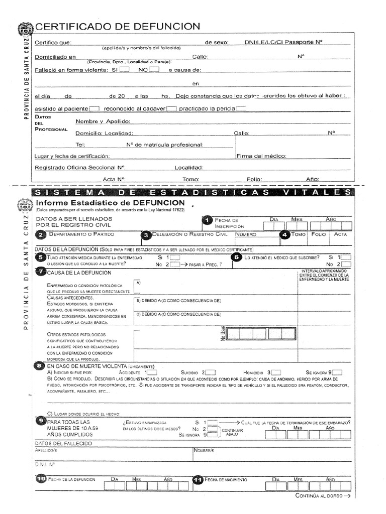 Certificado Defuncion | PDF