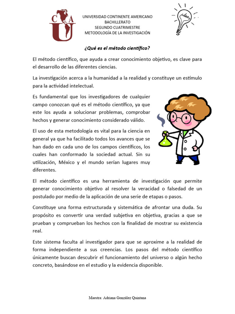 Método Científico: Pasos y Características | PDF | Método científico ...