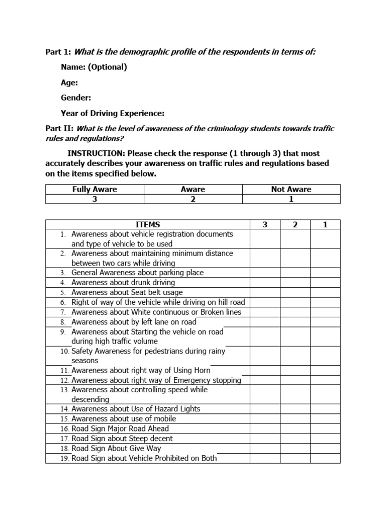 Revised Questionnaire | Download Free PDF | Traffic | Road