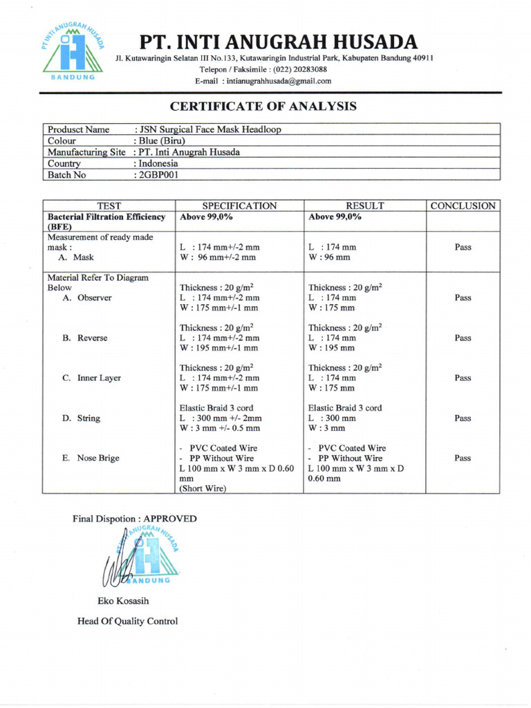 COA PRODUK | PDF