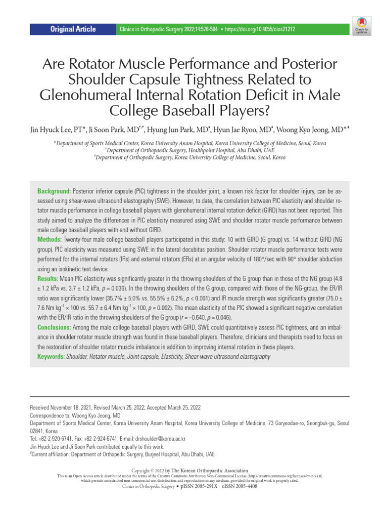 Are Rotator Muscle Performance and Posterior Shoulder Capsule Tightness ...