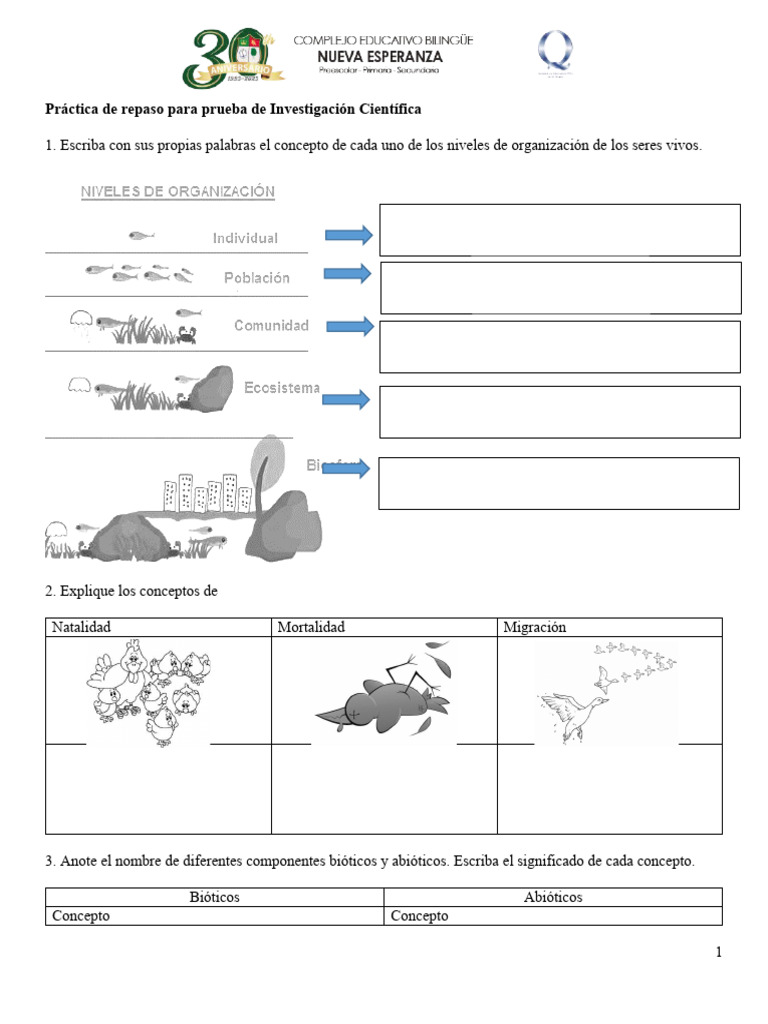 Práctica de Repaso para Prueba de Investigación Científica | PDF | Los ...