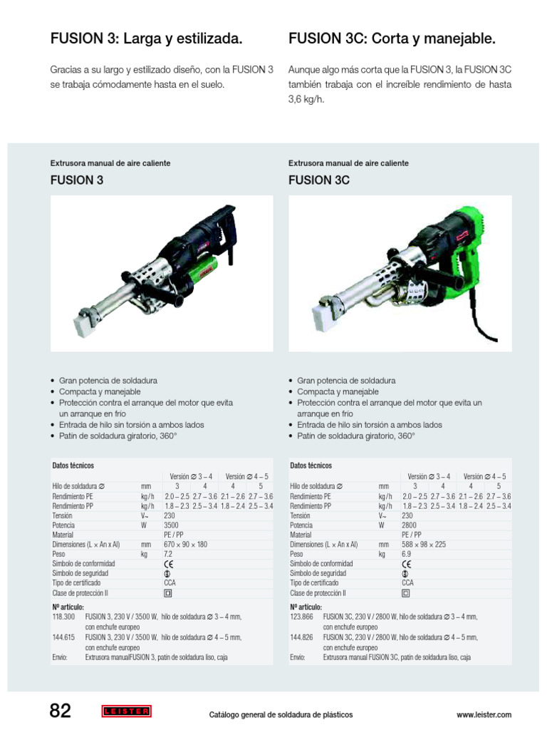 Ficha Técnica Leister FUSIÓN 3 y FUSIÓN 3C | Descargar gratis PDF ...